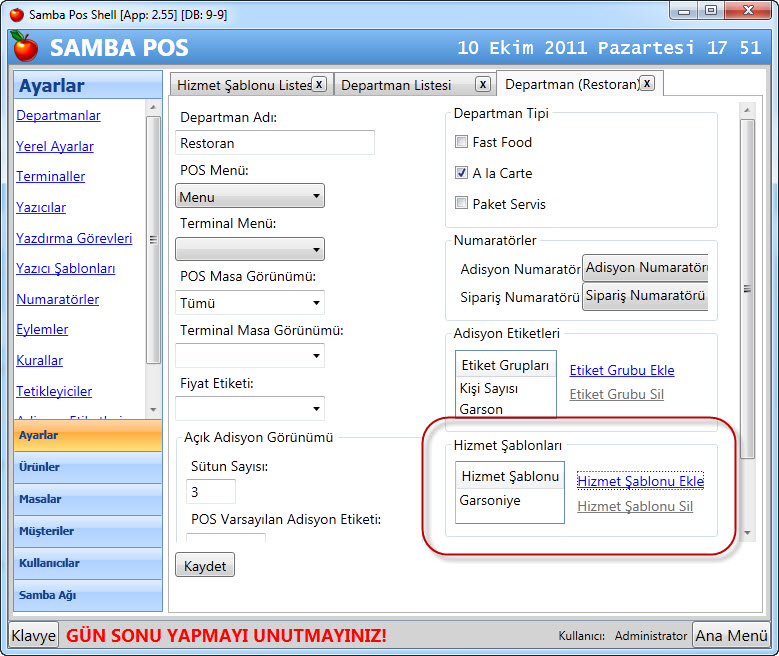 SambaPOS 2.55 Test Sürümü | SambaPOS